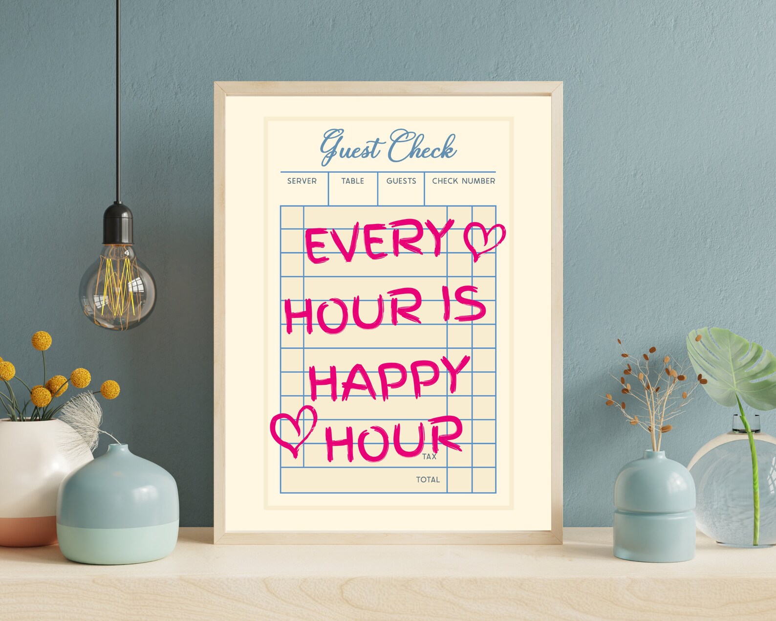 Guest Check Poster | Trendy Wall Art | Guest Check Print | Happy Hour ...