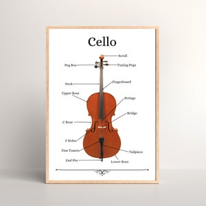 Cello Print Cello Instrument Anatomy Music Education Printable Music ...