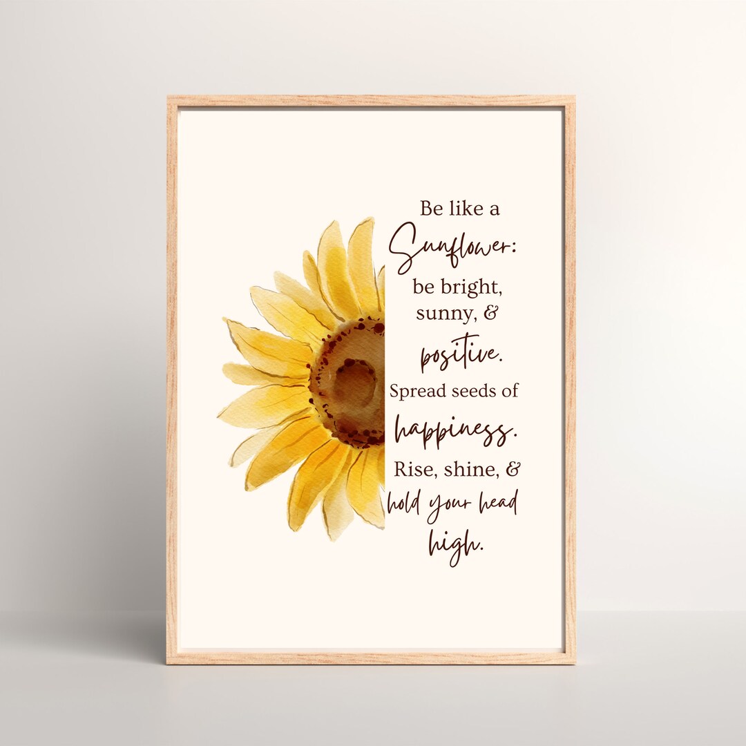 Be a Sunflower Sign | Printable Wall Art | Sunflower Decor | Positivity ...