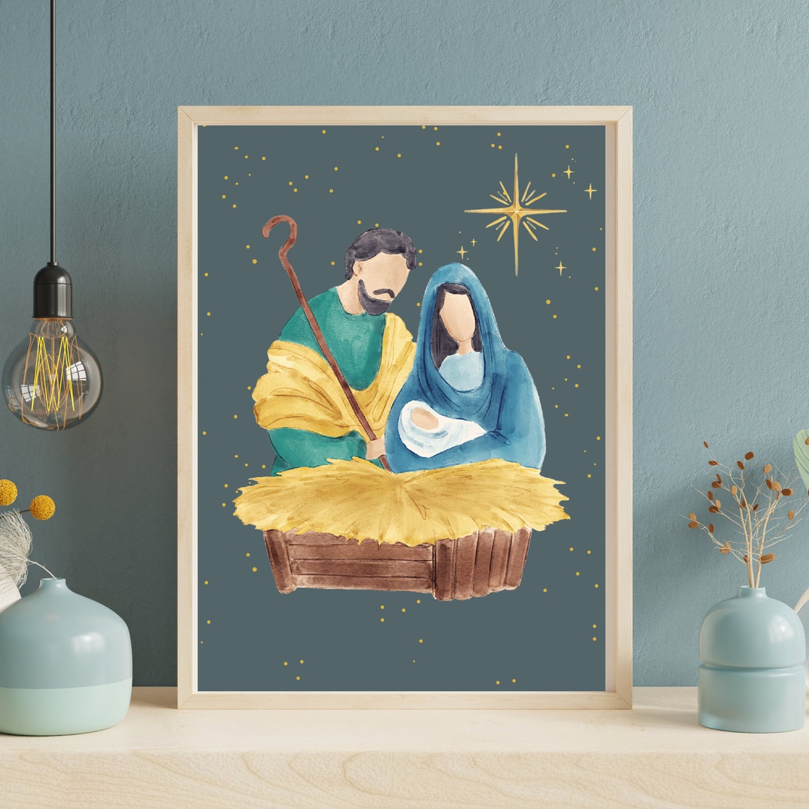 Nativity Scene Art Print Christmas Wall Art Printable - Etsy