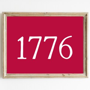 Independence Day Print | 1776 Printable Wall Art | Red and White Decor ...