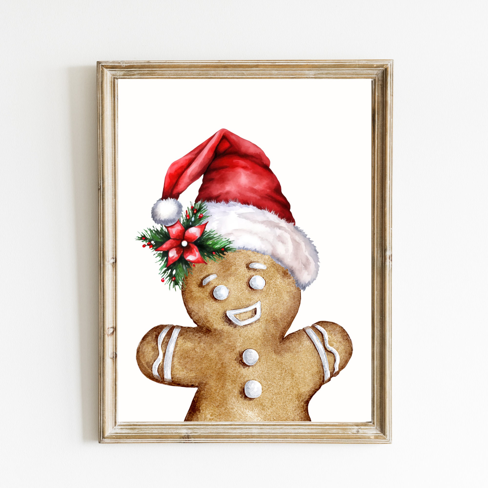 Gingerbread Man Print Watercolor Gingerbread Christmas Art - Etsy