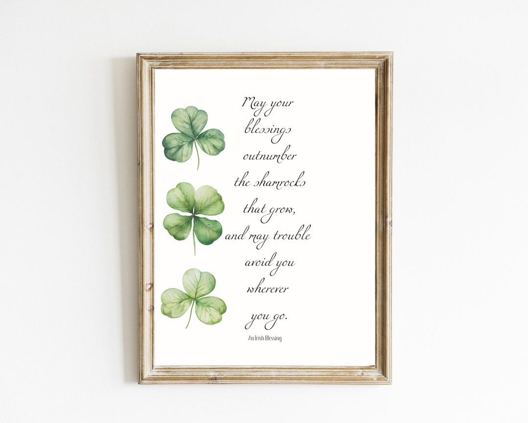Irish Blessing Print | Shamrock Printable | Watercolor Shamrock Print ...