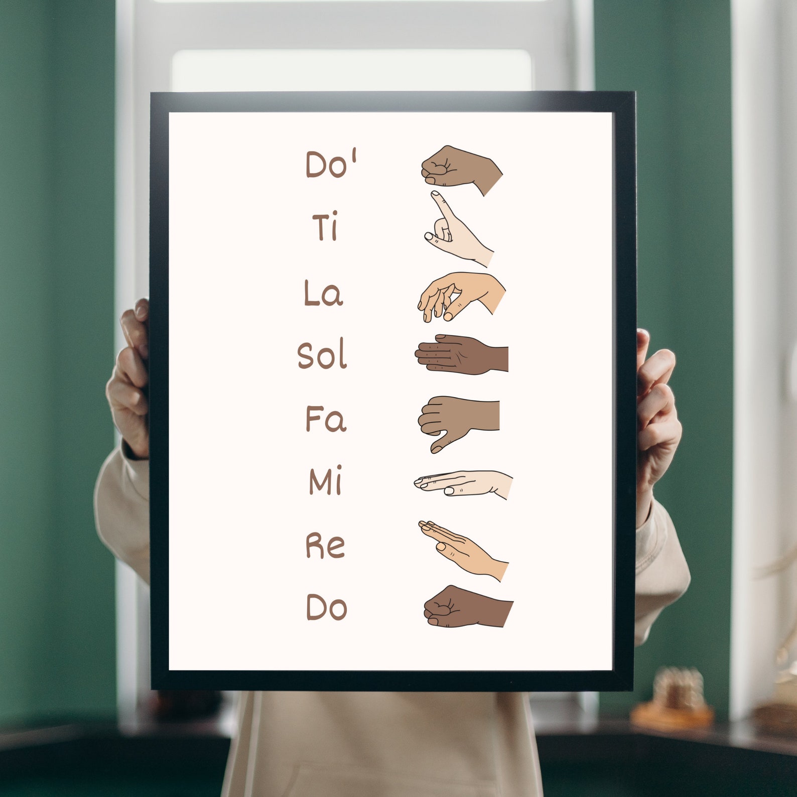 Skin Tones Solfege Hand Signs Poster | Music Classroom Poster| Do Re Mi ...