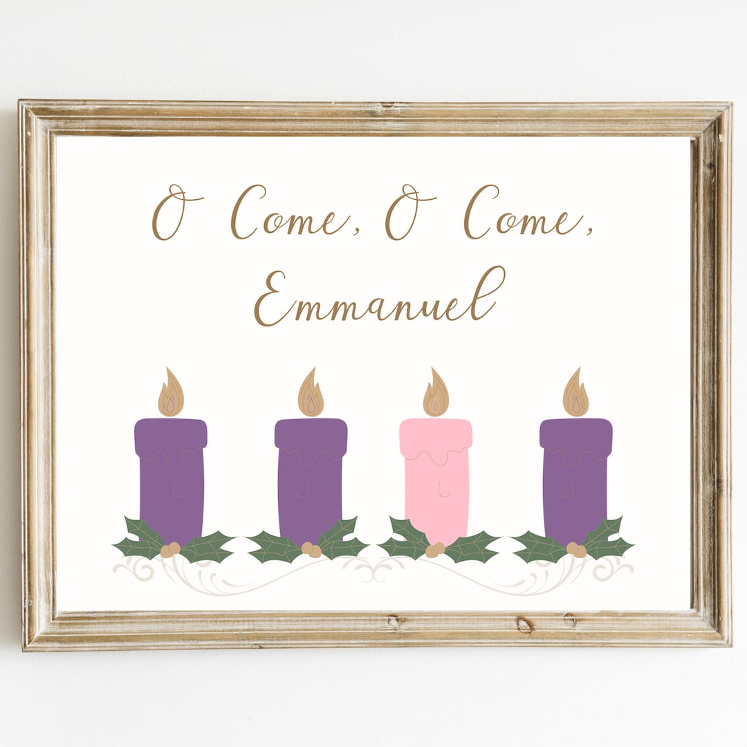 Advent Candles Print | Advent Wall Art Prints | O Come O Come Emmanuel ...