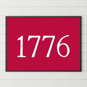 Independence Day Print | 1776 Printable Wall Art | Red and White Decor ...