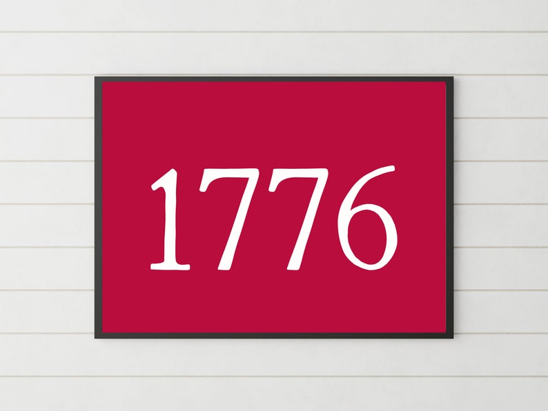 Independence Day Print 1776 Printable Wall Art Red and - Etsy