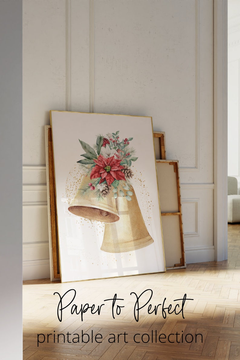 Christmas Bells Print Watercolor Christmas Decor Christmas - Etsy
