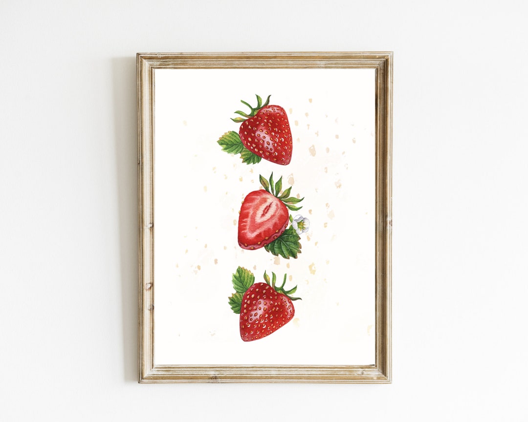 Strawberry Print | Summer Fruit Printable | Watercolor Strawberry Art ...