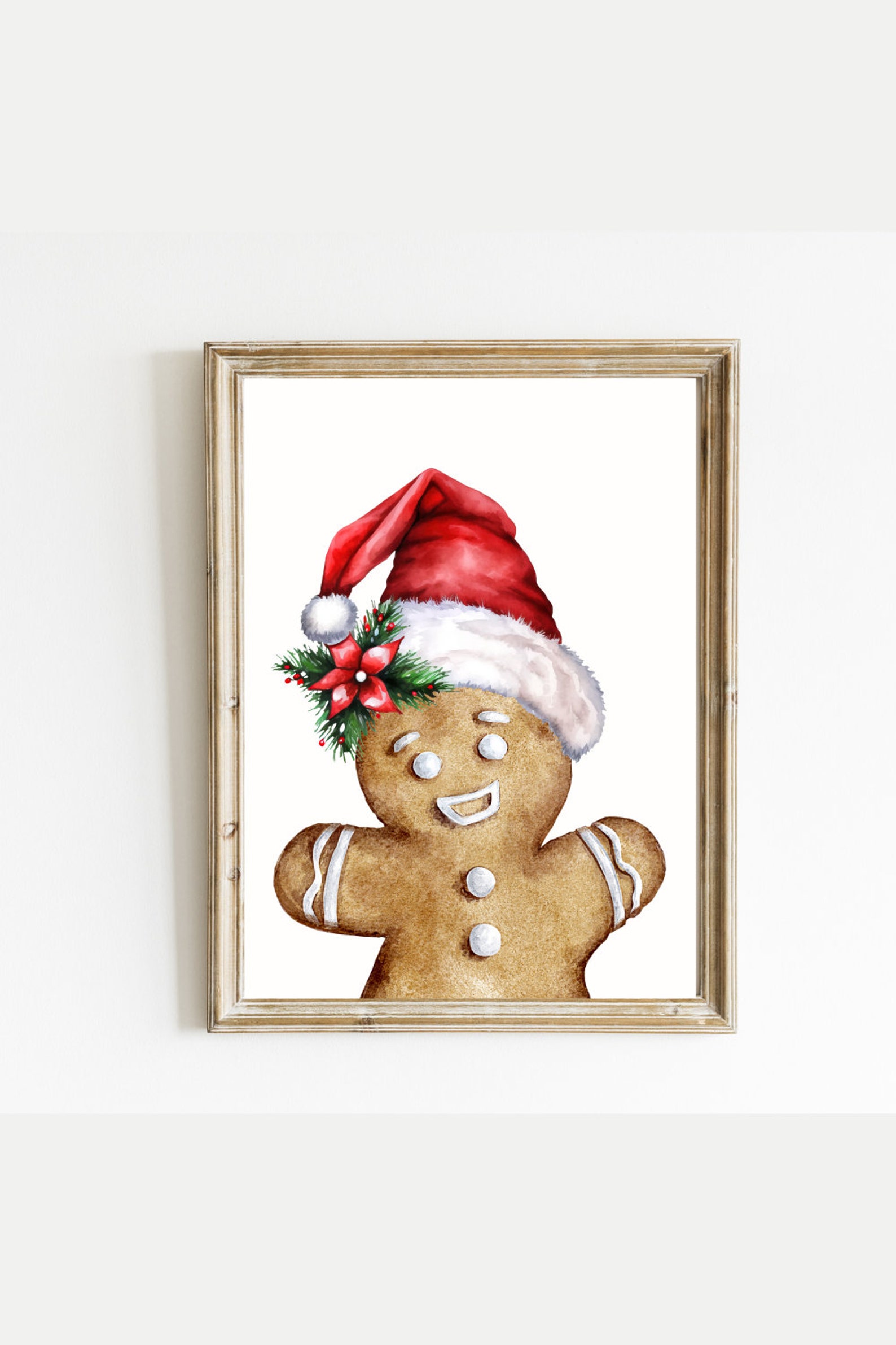 Gingerbread Man Print Watercolor Gingerbread Christmas Art - Etsy