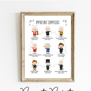 Famous Composers Print | Music Education Poster | Classical Music Sign ...