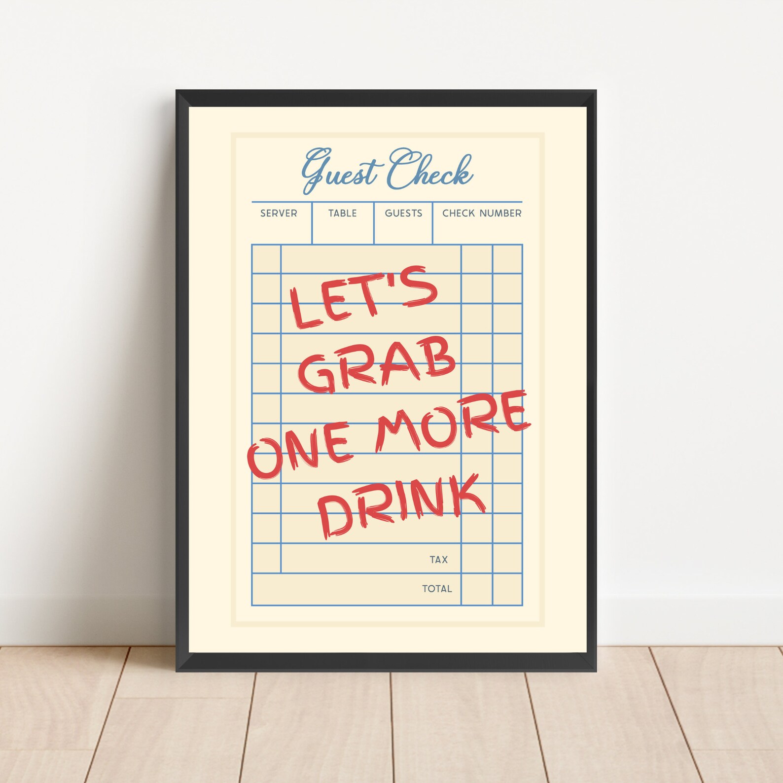 Guest Check Poster | Guest Check Print | Bar Cart Decor | Retro Guest ...