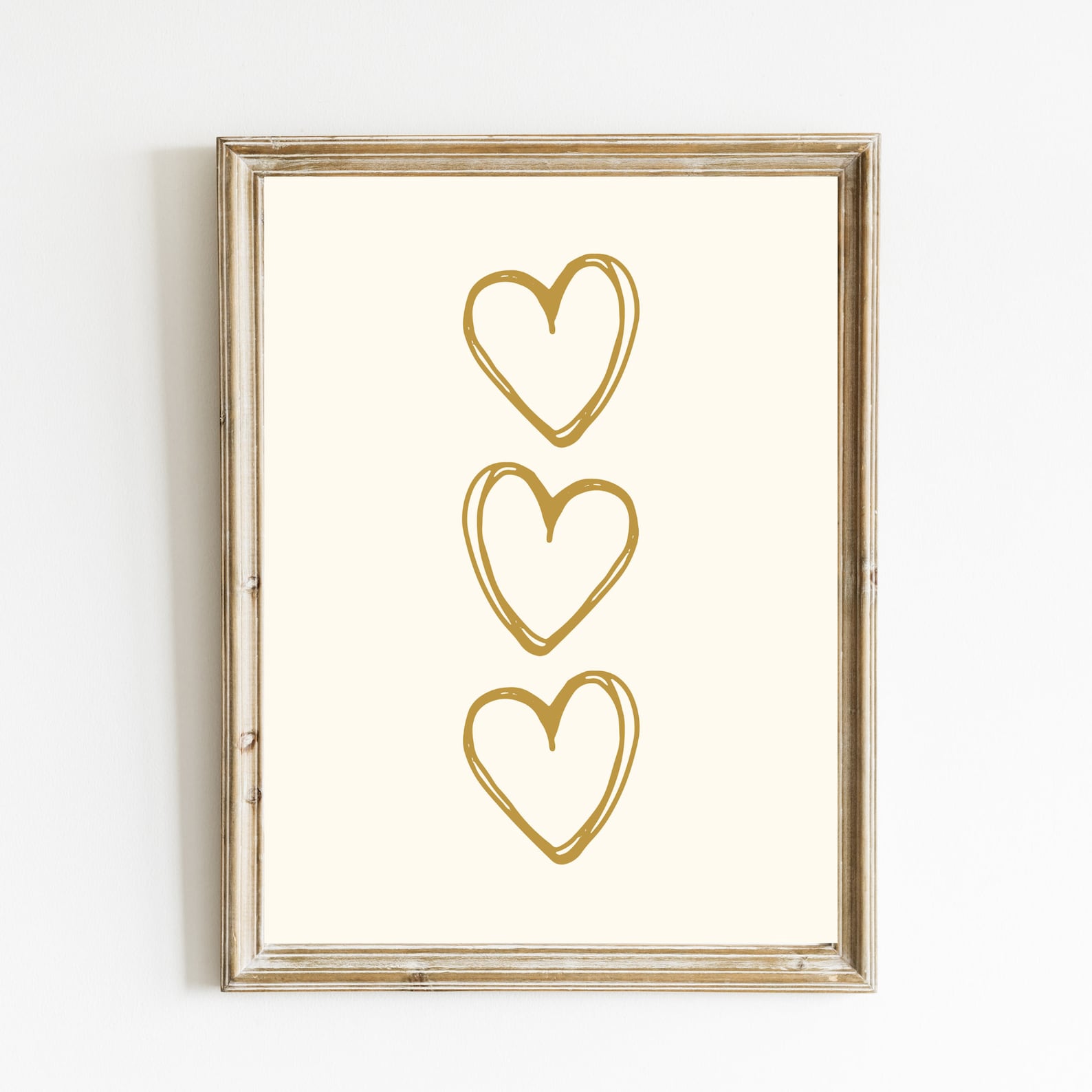 Gold Hearts Print | Heart Line Art Printable | Valentine's Day Wall Art ...