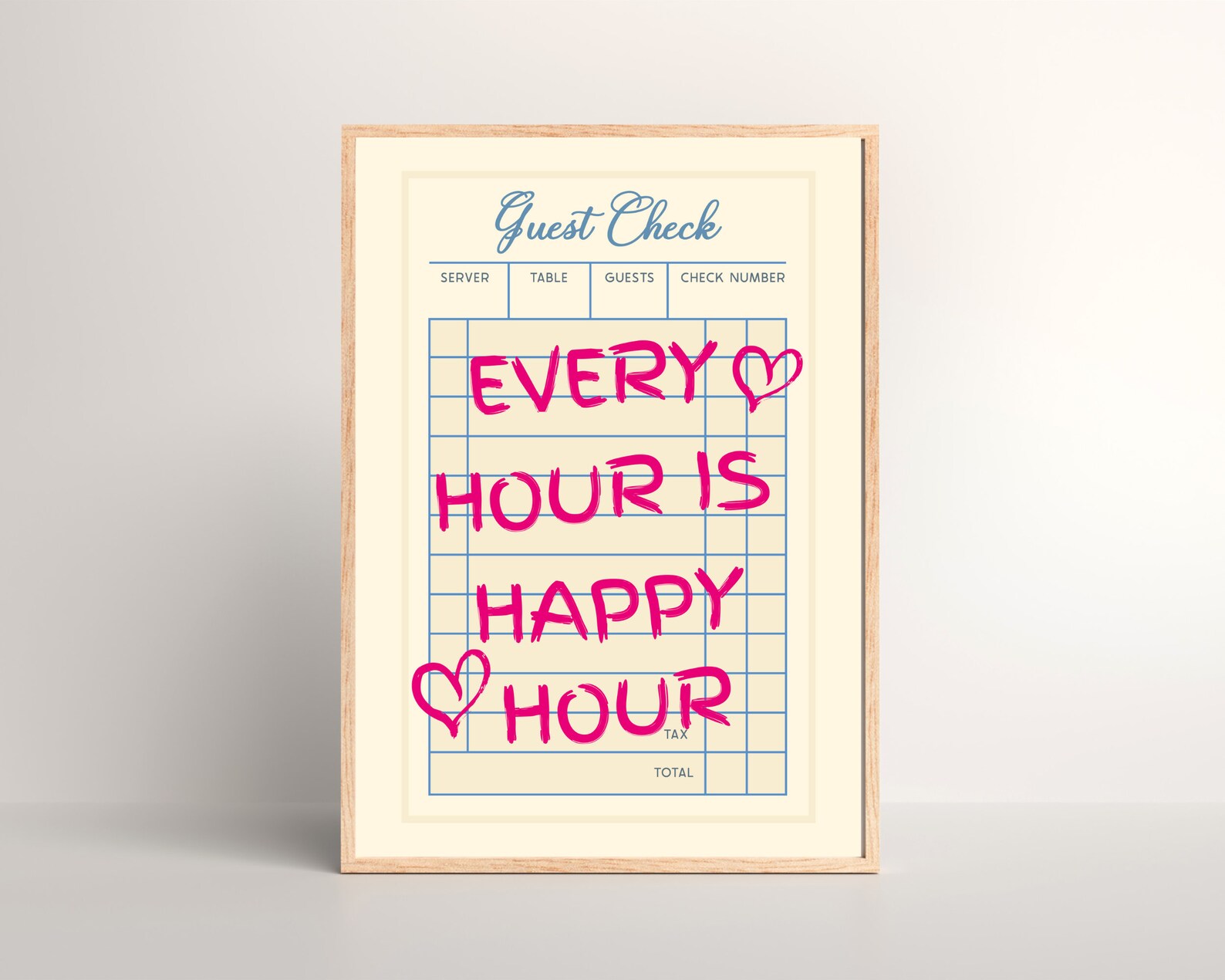 Guest Check Poster | Trendy Wall Art | Guest Check Print | Happy Hour ...