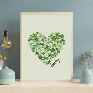 Lucky Shamrock Print | St. Patrick's Day Decor | Watercolor Clover ...