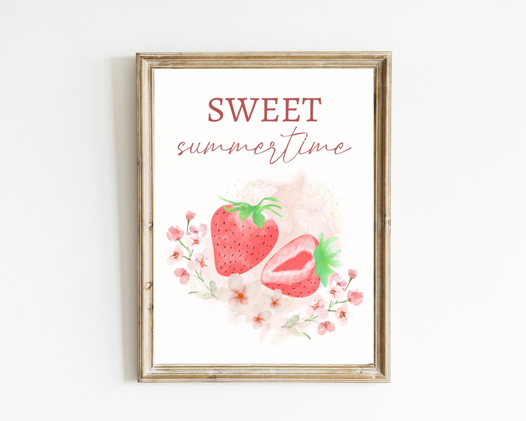 Sweet Summertime Print | Watercolor Strawberry Print | Strawberry Patch ...