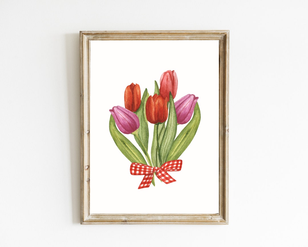 Red Tulip Print | Spring Home Decor | Watercolor Flower Printable ...