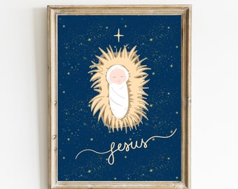 Beautiful Digital Art Jesus Christ Baby Nativity Christmas - Etsy