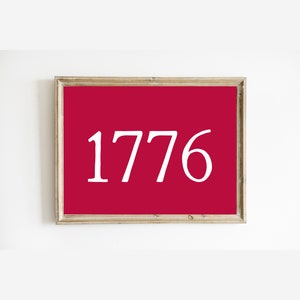 Independence Day Print | 1776 Printable Wall Art | Red and White Decor ...