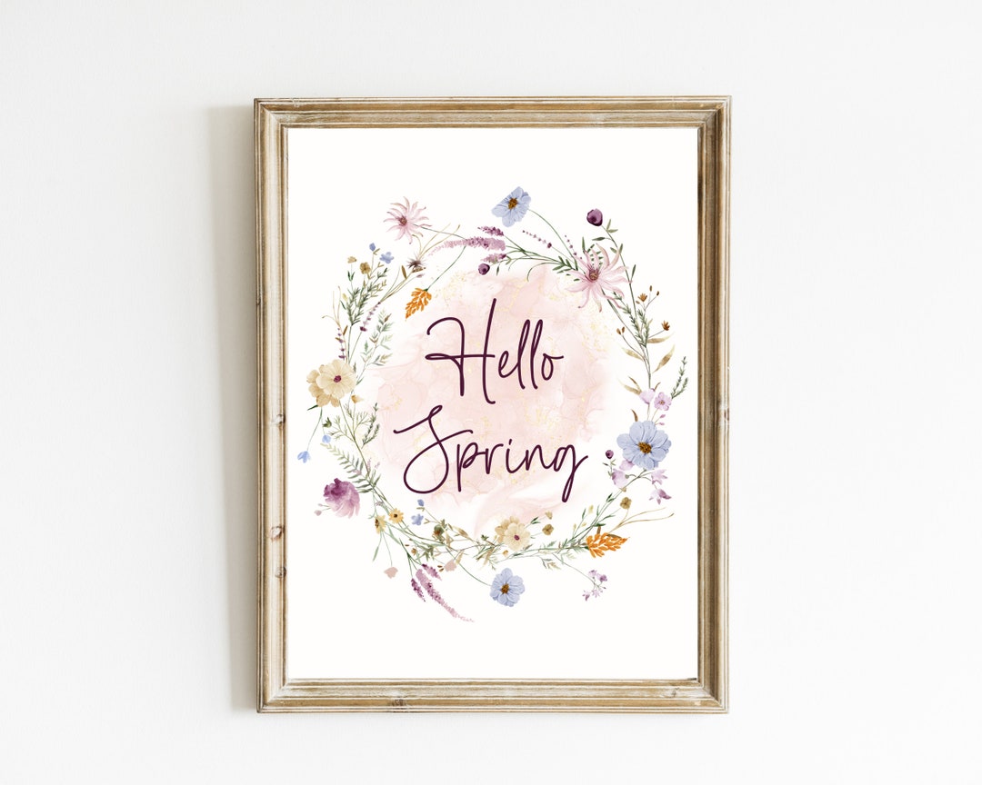 Hello Spring Print | Spring Floral Art | Spring Wildflowers Print ...