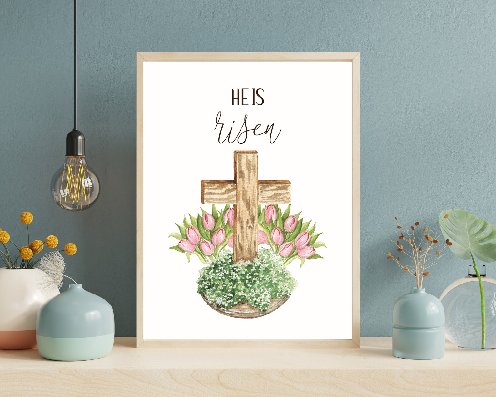 He is Risen Print | Easter Print | Watercolor Spring Decor | Christian ...