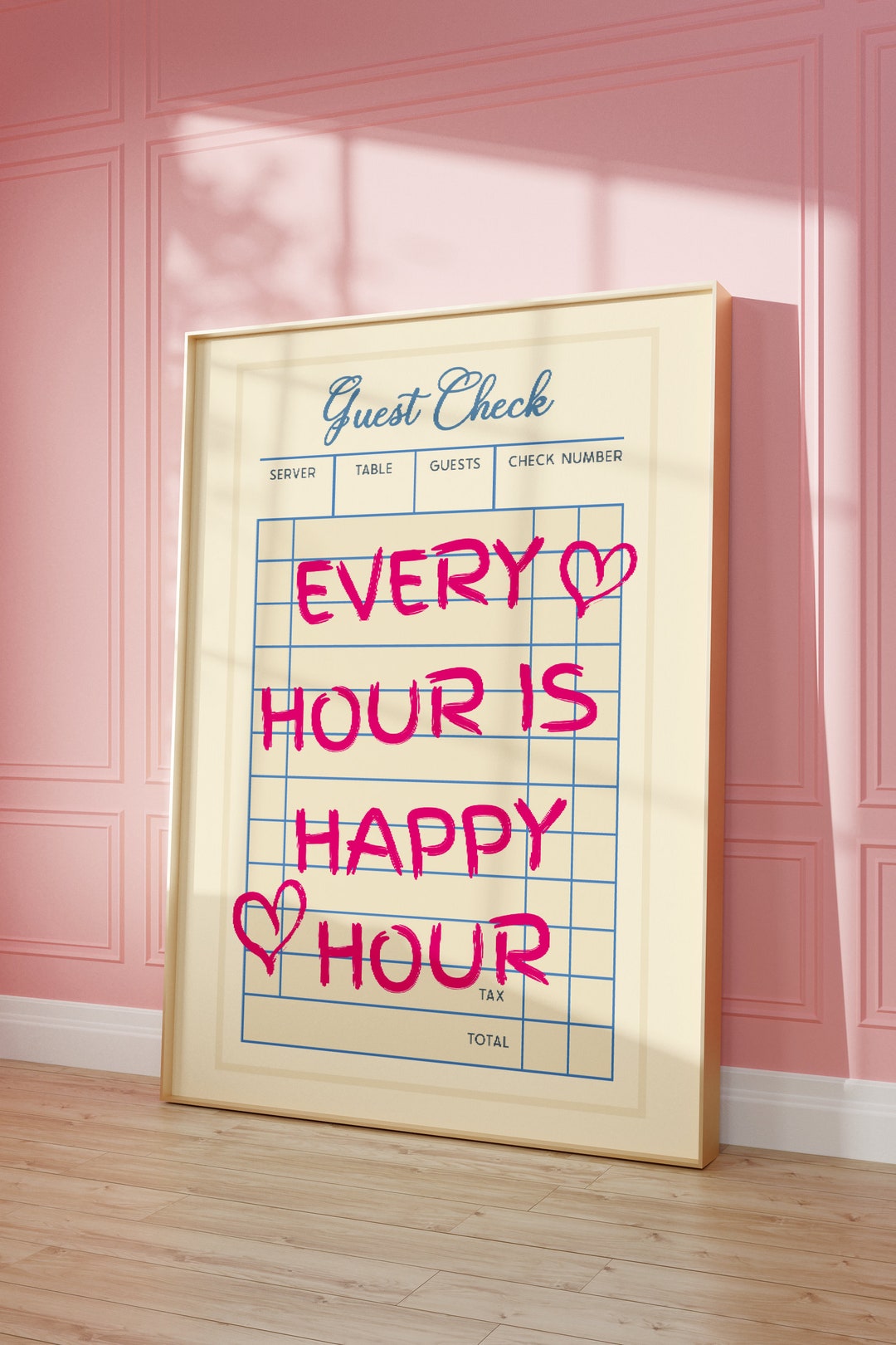 Guest Check Poster | Trendy Wall Art | Guest Check Print | Happy Hour ...
