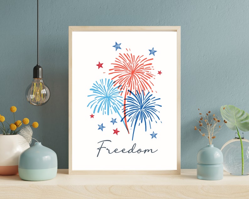 Freedom Fireworks Print | Fourth of July Decor | Independence Day ...