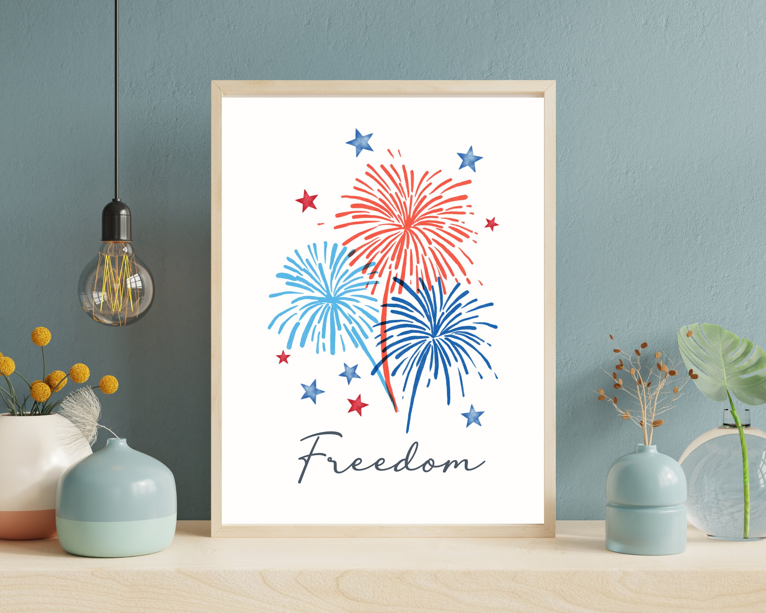 Freedom Fireworks Print | Fourth of July Decor | Independence Day ...