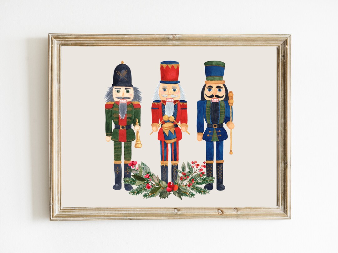 Watercolor Nutcrackers Print | Christmas Printable Wall Art | Christmas ...