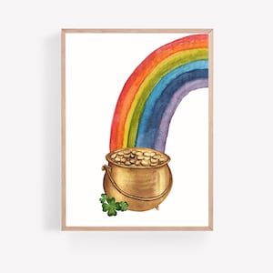 Pot of Gold Print | St. Patrick's Day Decor | Rainbow Print | Shamrock ...