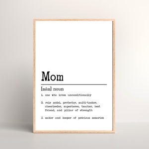 Mom Definition Print Gifts for Mom Gifts for Her Mothers Day Gift ...