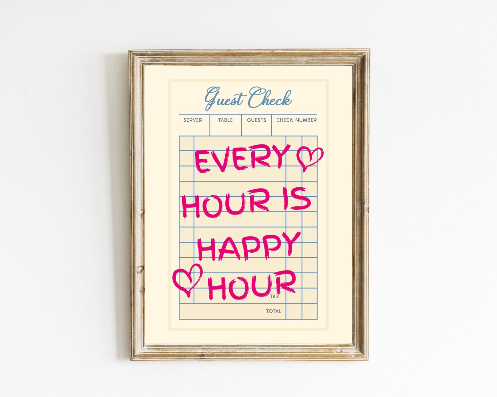 Guest Check Poster | Trendy Wall Art | Guest Check Print | Happy Hour ...