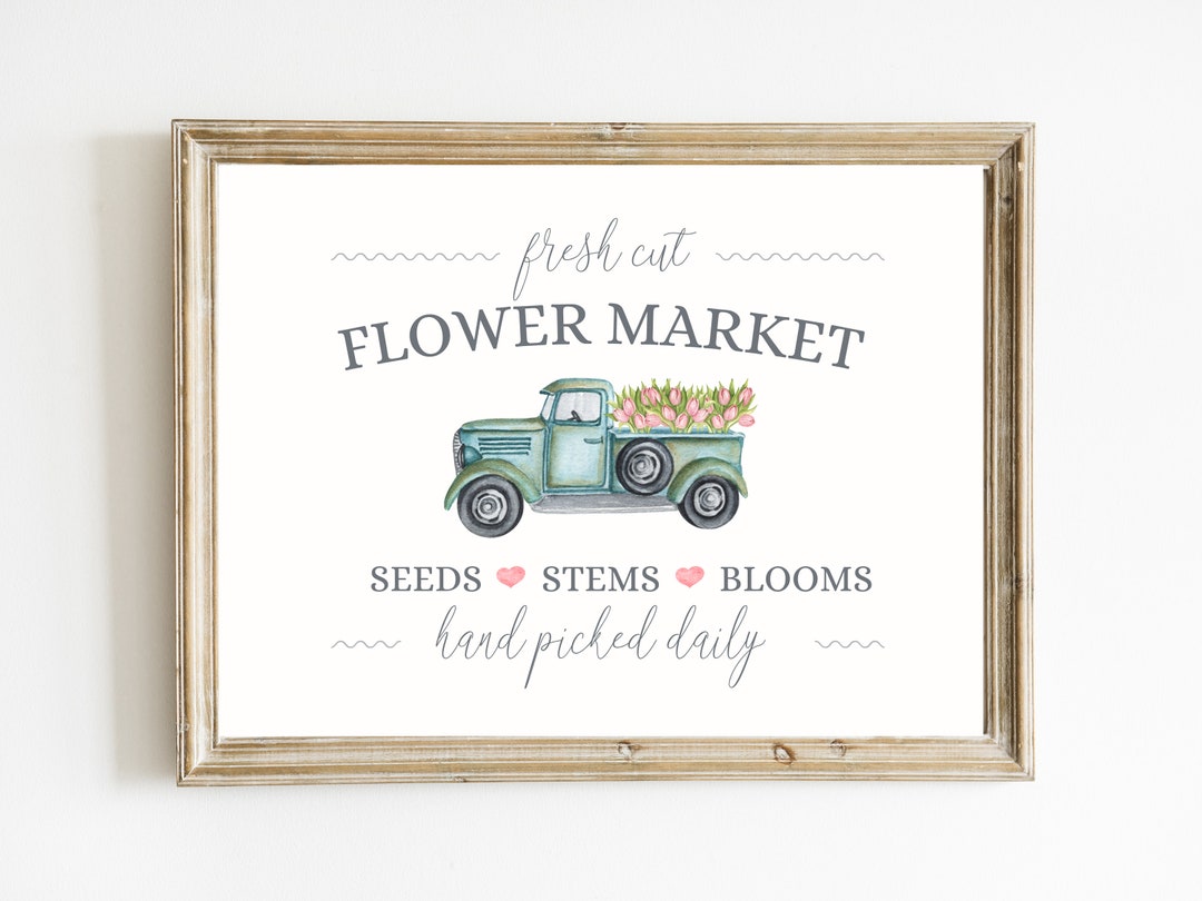 Fresh Cut Flower Market Print | Fresh Cut Flowers Print | Farmhouse ...