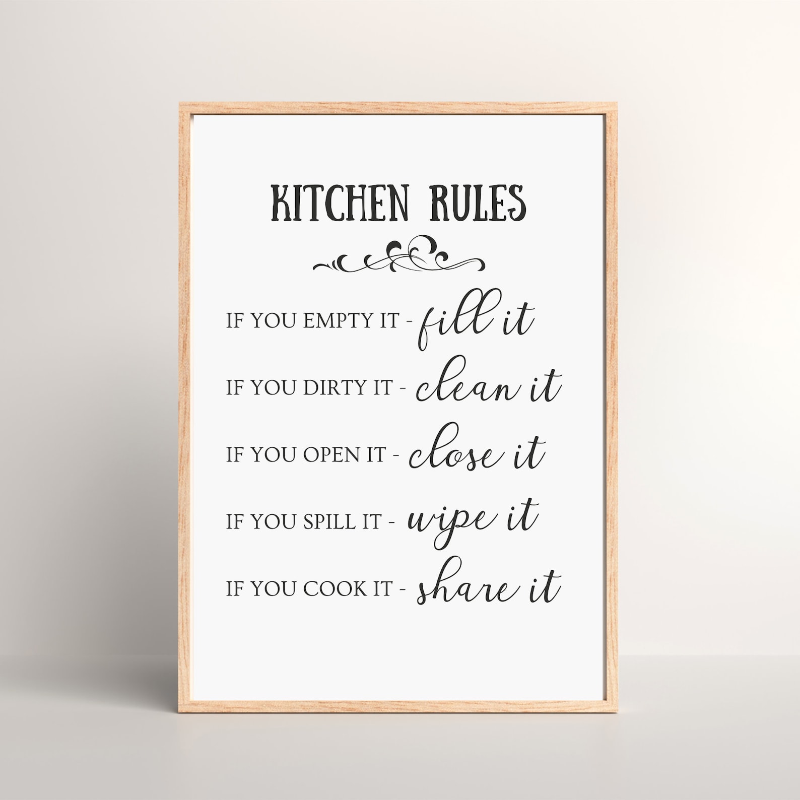 Kitchen Rules Sign Kitchen Wall Decor Printable Art Kitchen Rules Print ...