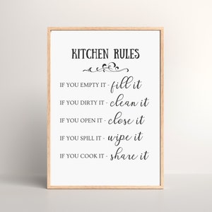 Kitchen Rules Sign Kitchen Wall Decor Printable Art Kitchen Rules Print ...