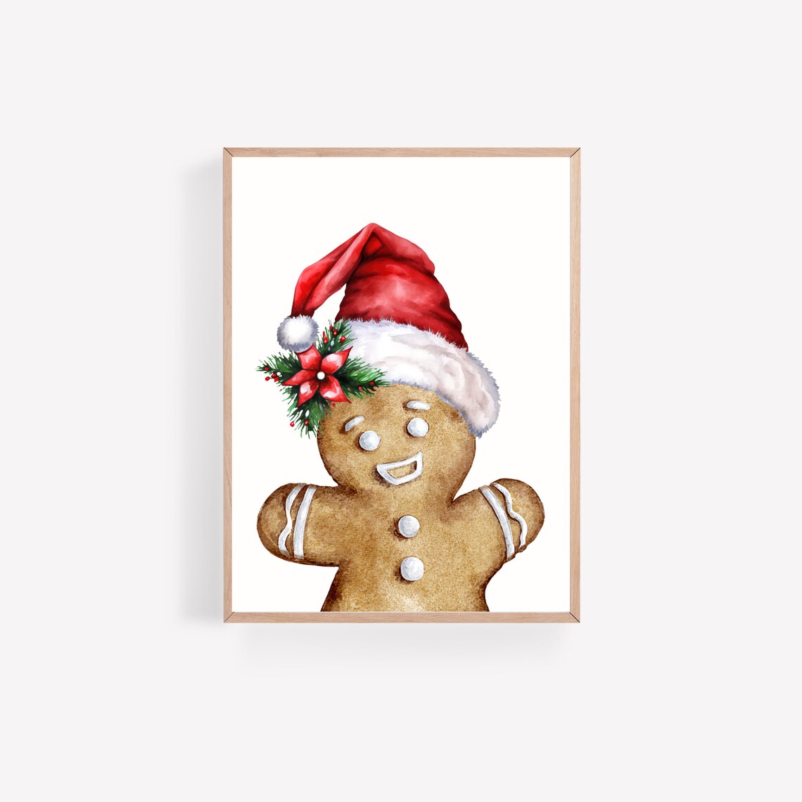 Gingerbread Man Print Watercolor Gingerbread Christmas Art - Etsy