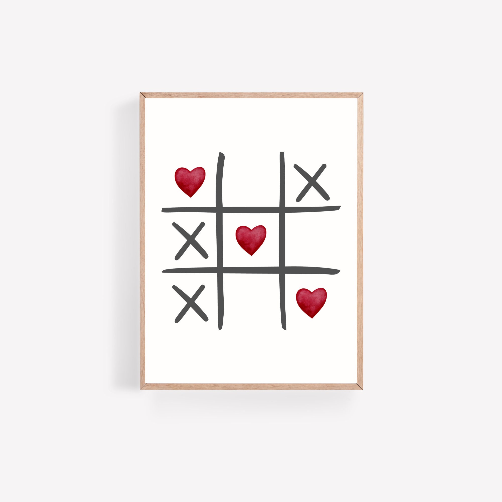 Heart Tic Tac Toe Print Valentine's Day Print Cute Valentine's Day Wall ...
