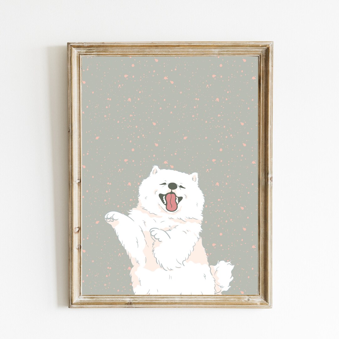 Samoyed Dog Print | Smiling Samoyed Wall Art | Kids Room Decor | Girls ...