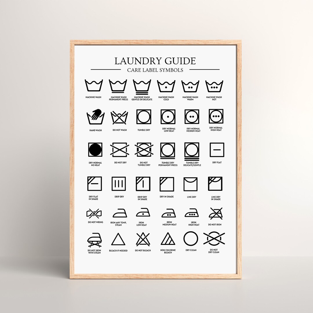 Laundry Room Print | Laundry Care Symbols | Printable Art | Care Label ...