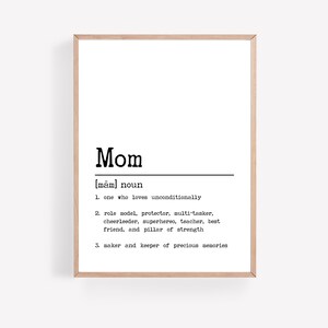 Mom Definition Print Gifts for Mom Gifts for Her Mothers Day Gift ...