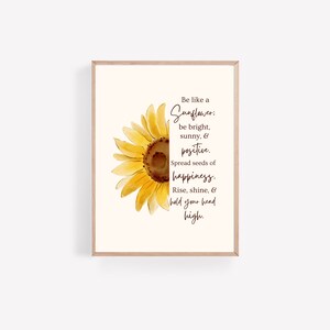 Be a Sunflower Sign | Printable Wall Art | Sunflower Decor | Positivity ...