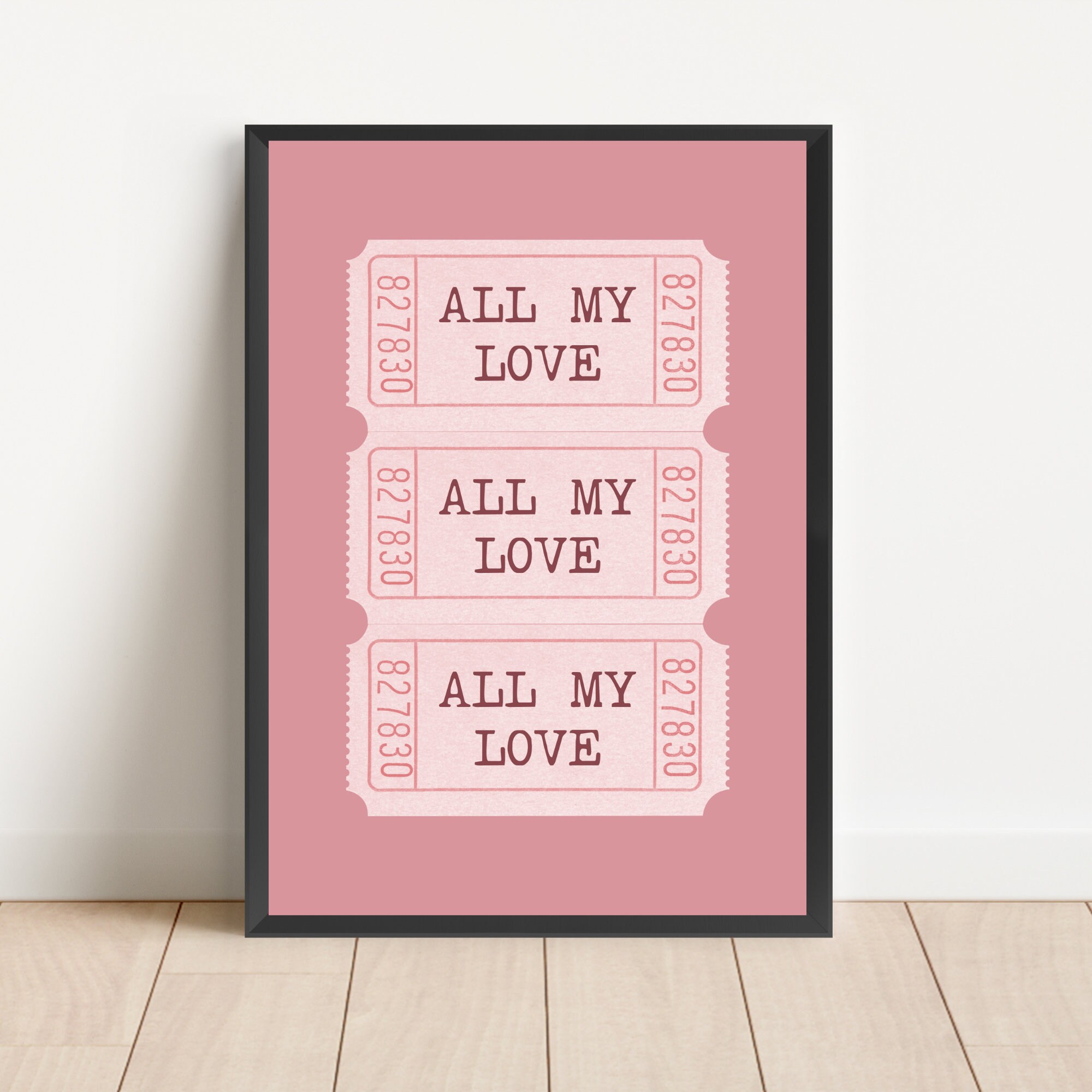 Trendy Love Ticket Print | Pink Valentines Day Decor | Trendy Pink ...