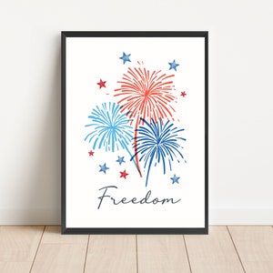 Freedom Fireworks Print | Fourth of July Decor | Independence Day ...