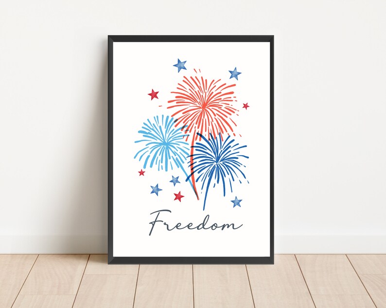 Freedom Fireworks Print | Fourth of July Decor | Independence Day ...