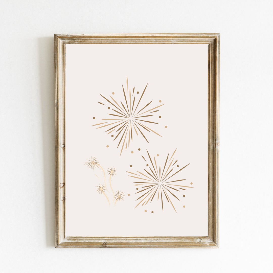 Fireworks Wall Print New Year's Eve Wall Art Gold Fireworks Printable ...