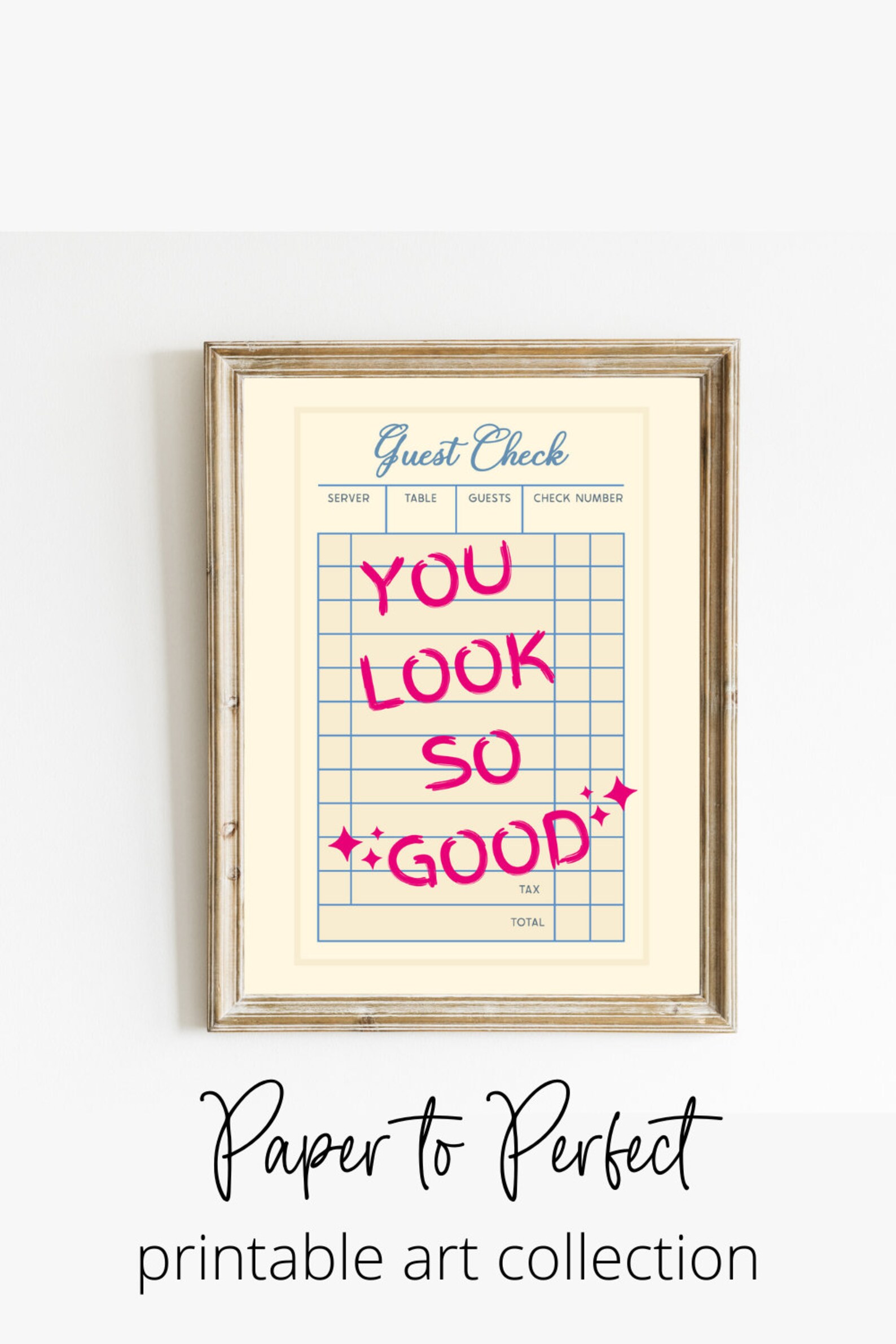 Guest Check Poster | Bar Cart Print | Check Poster | Retro Wall Art ...