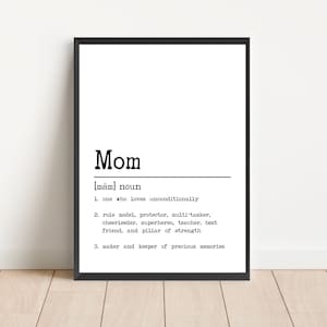 Mom Definition Print Gifts for Mom Gifts for Her Mothers Day Gift ...