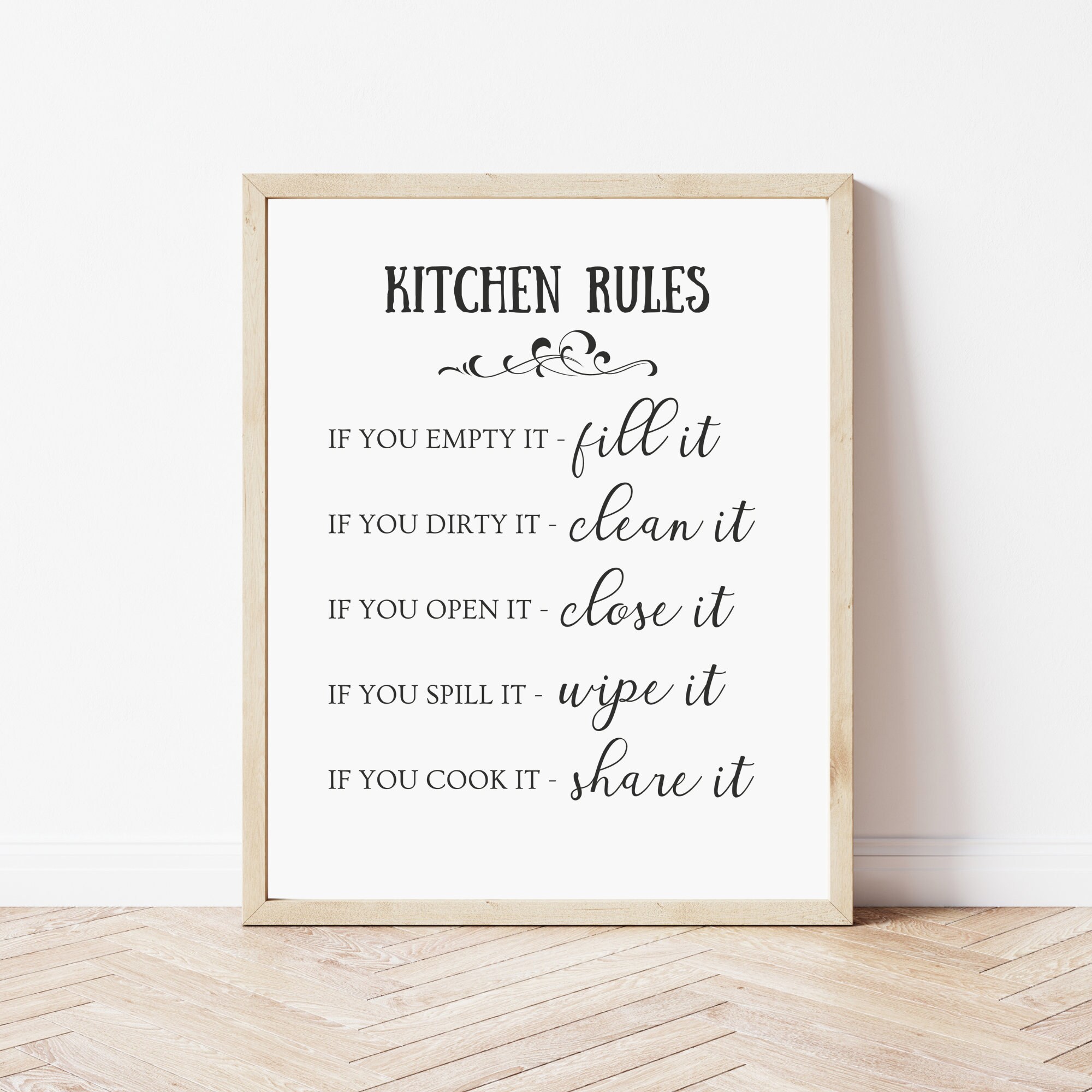Kitchen Rules Sign Kitchen Wall Decor Printable Art - Etsy