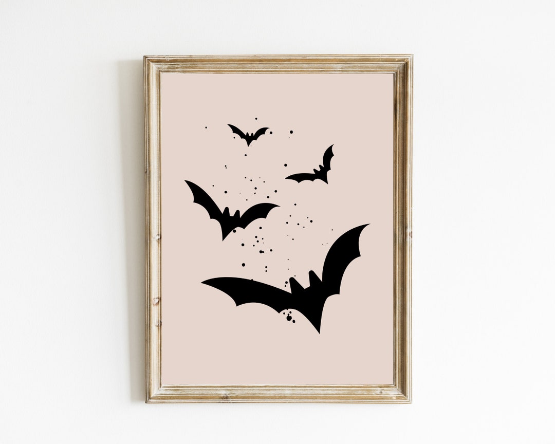 Black Bat Print | Cute Halloween Print | Halloween Wall Art | Spooky ...