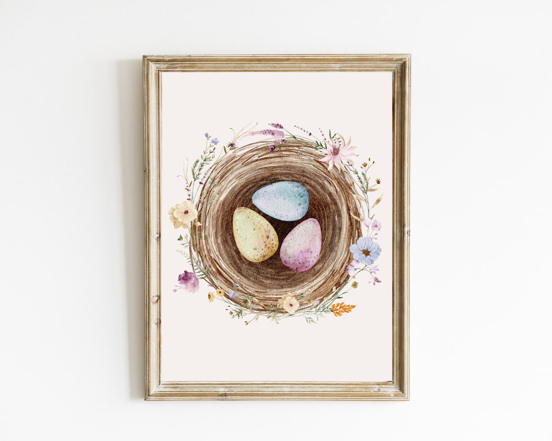 Easter Egg Print | Bird Nest Print | Watercolor Spring Print | Easter ...